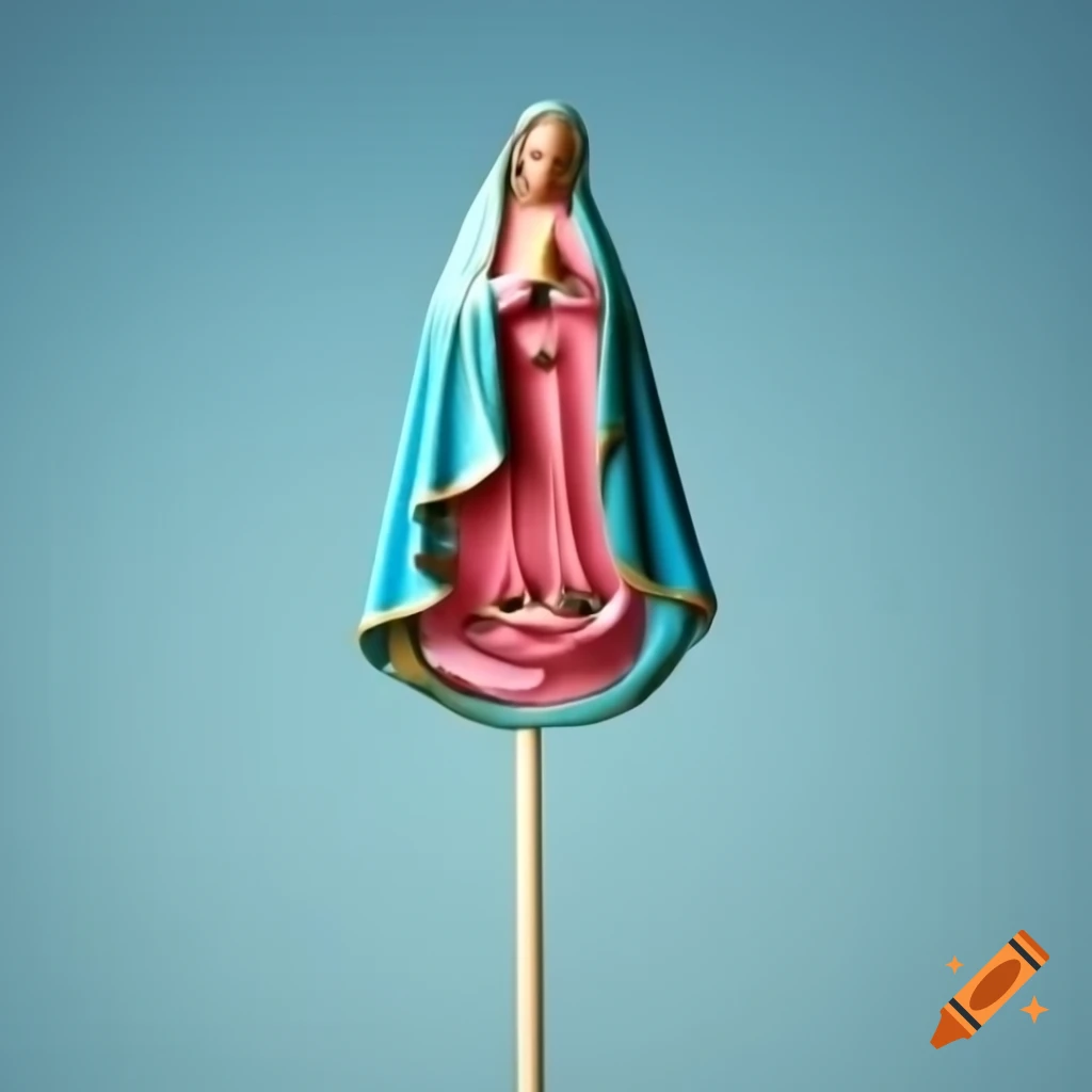 Creative depiction of Holy Mary on stick resembling a lollipop on Craiyon