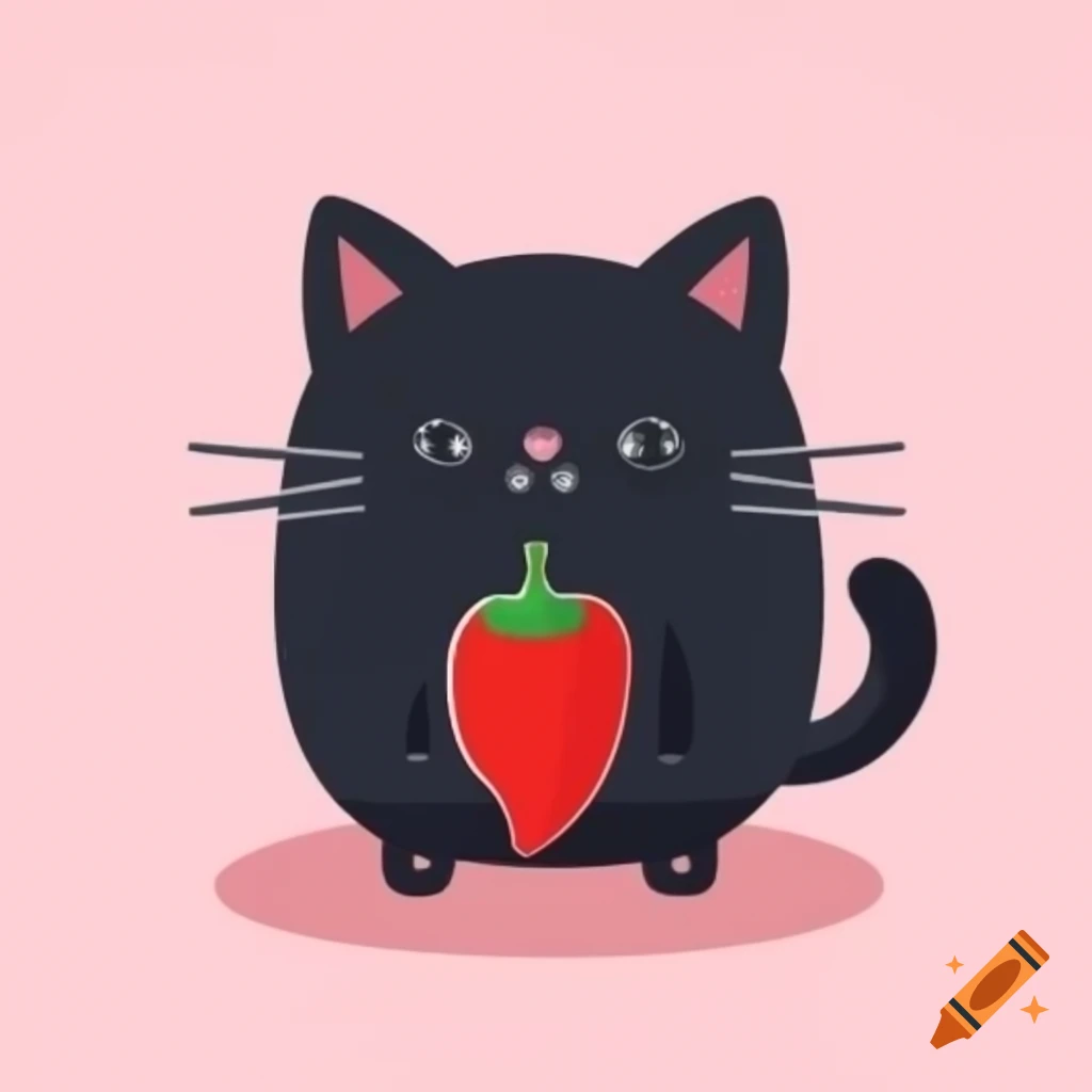 Cartoon cat shaped like habanero pepper with anime style features on ...