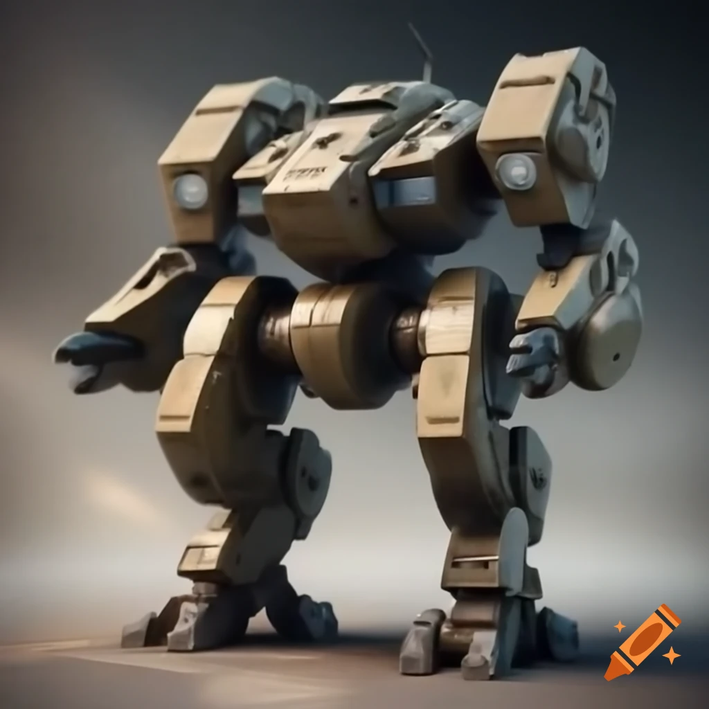Symmetrical bipedal recon battle mech with angular and curved designs ...