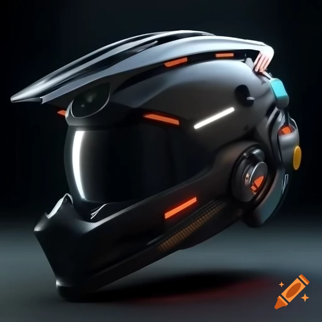 Futuristic bicycle helmet design with solar panels and LED lights in ...