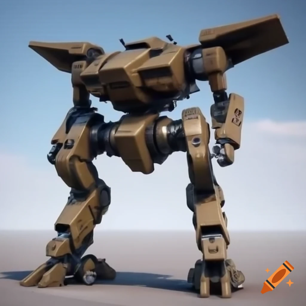 Symmetrical bipedal recon battle mech with angular and curved designs ...