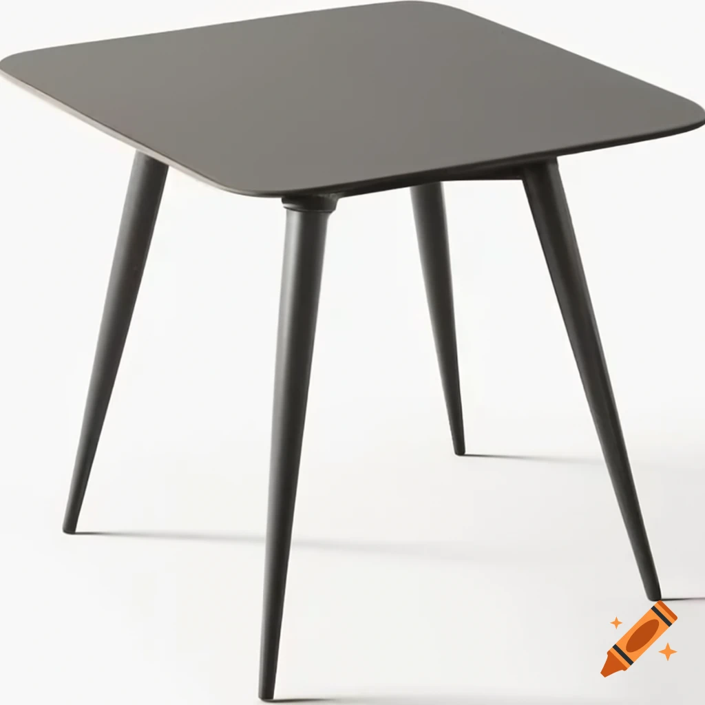 Mid century modern square side table with rounded corners and metal ...