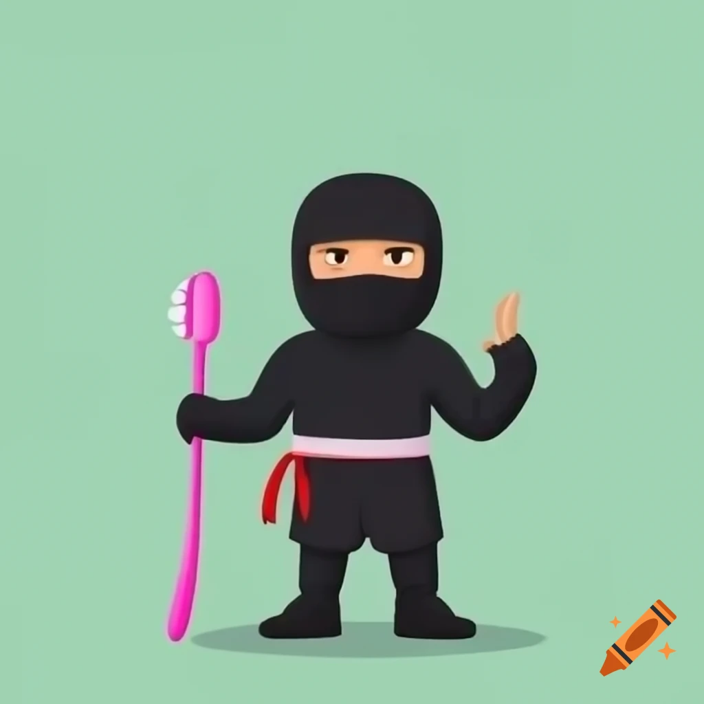 Ninja brandishing toothbrush as if it were a sword on Craiyon