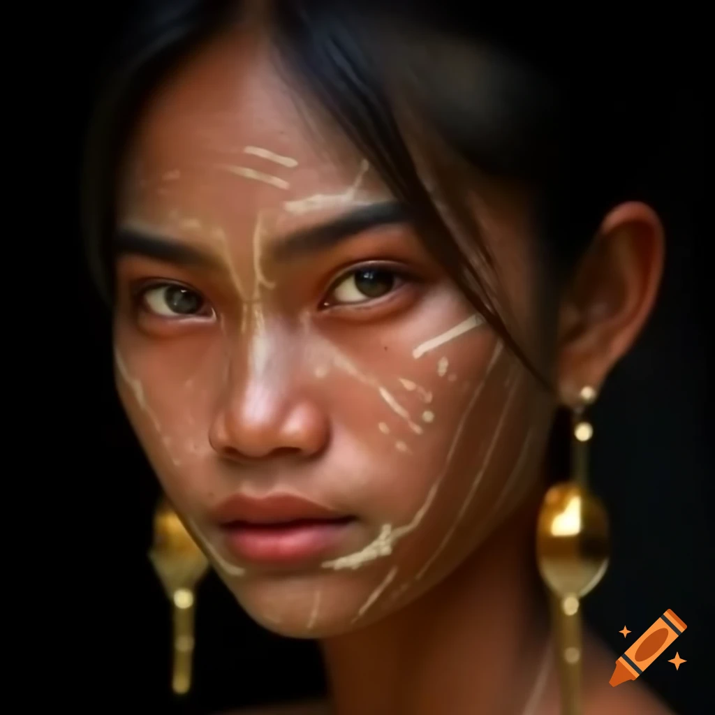 Indonesian woman with traditional Javanese jewelry in golden hour lighting on Craiyon