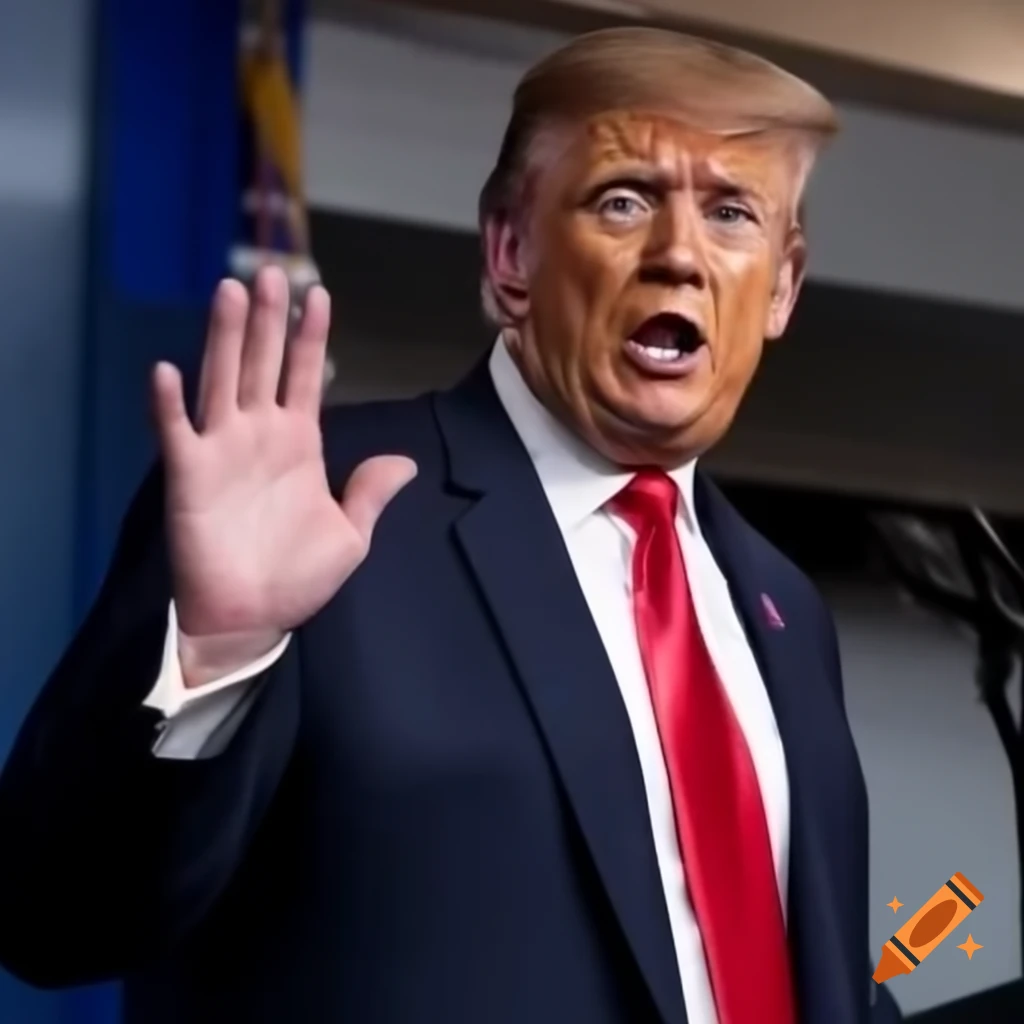 Donald Trump with a face covered in self-tanner on Craiyon