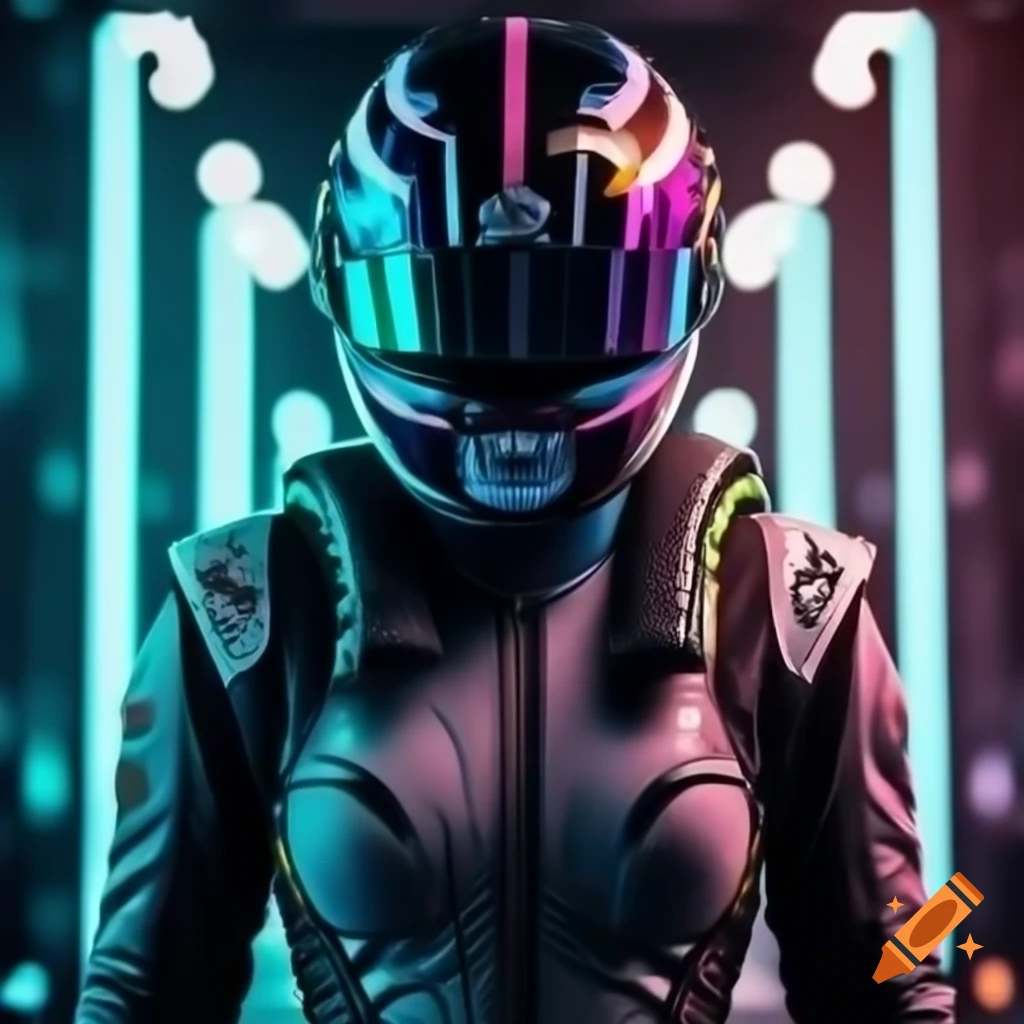 Female Formula E racing driver in futuristic suit celebrating victory ...