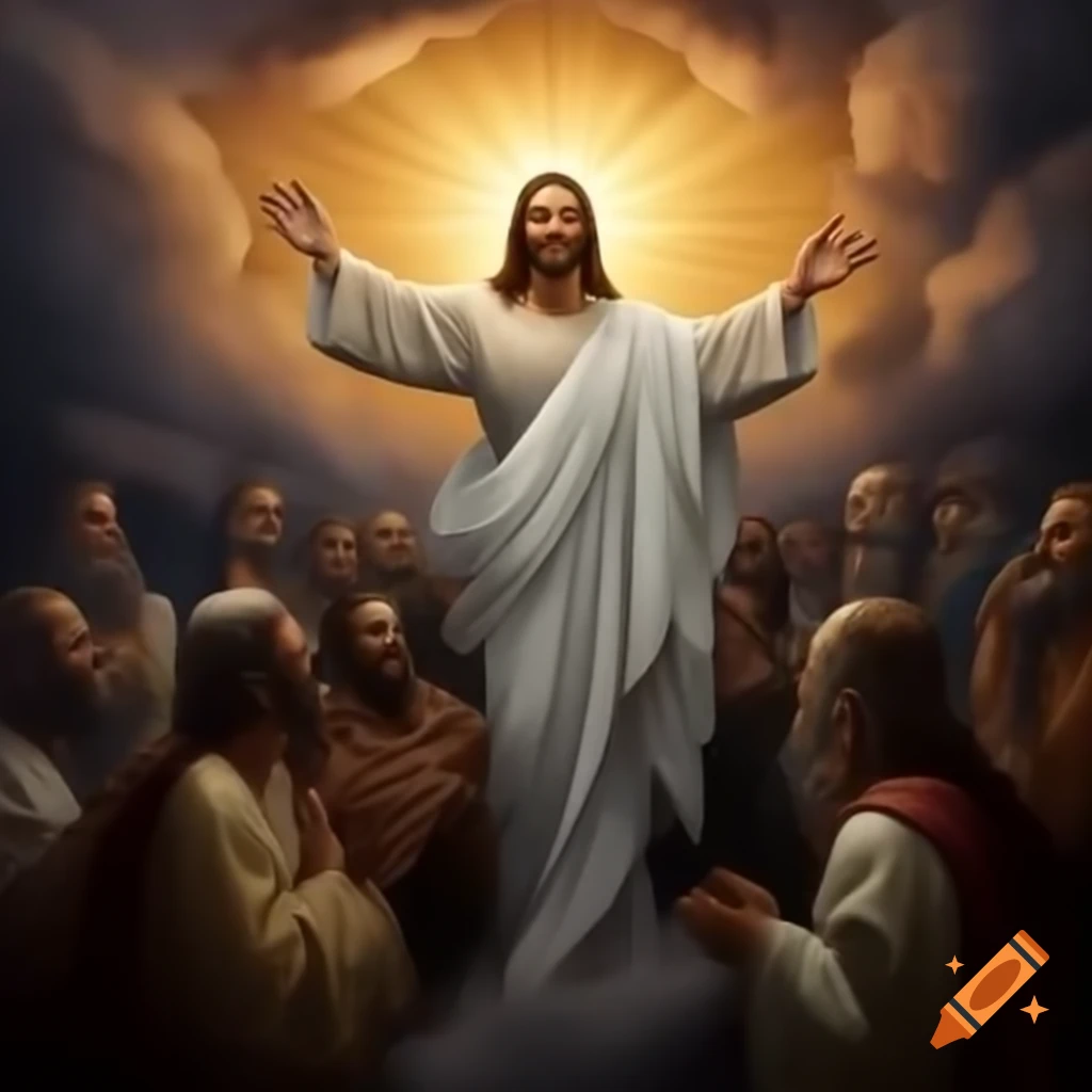 Jesus carrying cross while crying in a surreal scene with a mocking ...