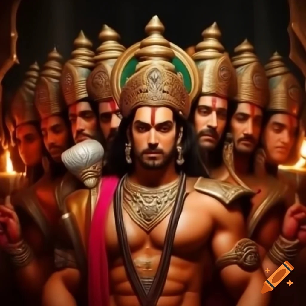 Šantānu king from Mahabharat, traditional depiction on Craiyon