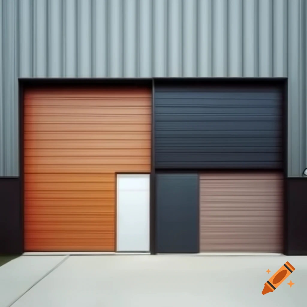 Contemporary warehouse facade with diverse building materials and ...