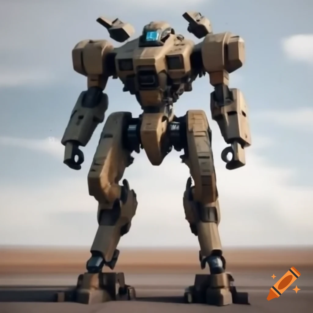 Symmetrical bipedal recon battle mech design with angular and curved ...