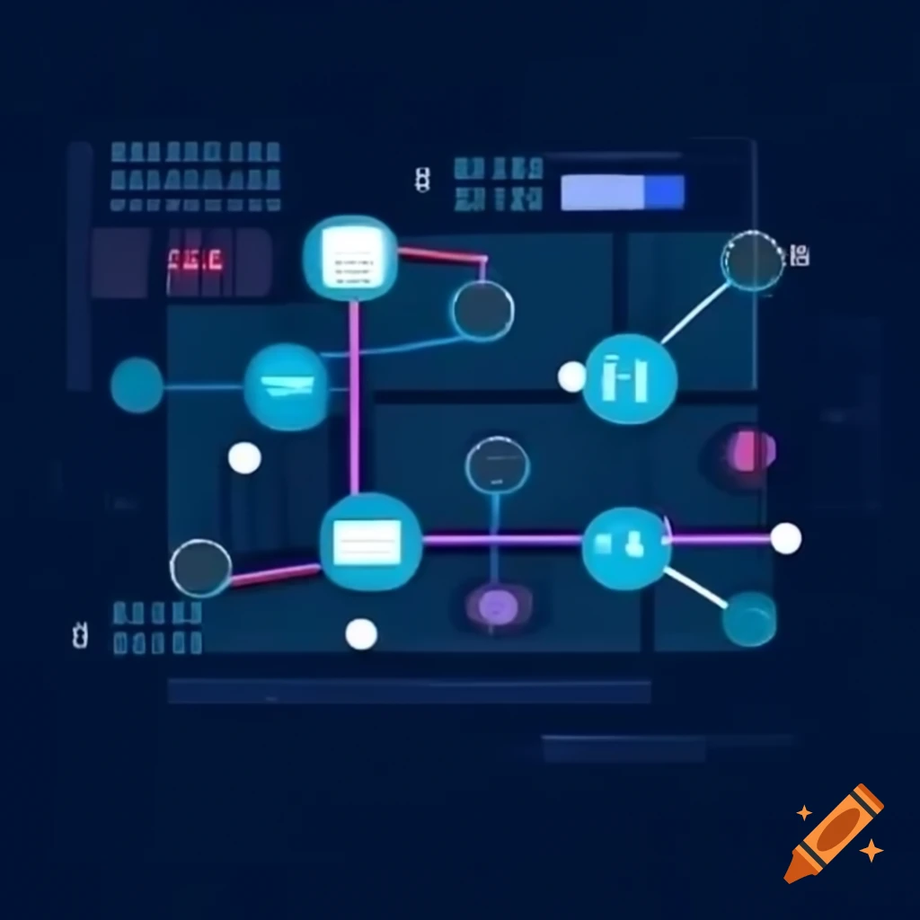 Modern interactive node-based diagram editor interface with colorful ...