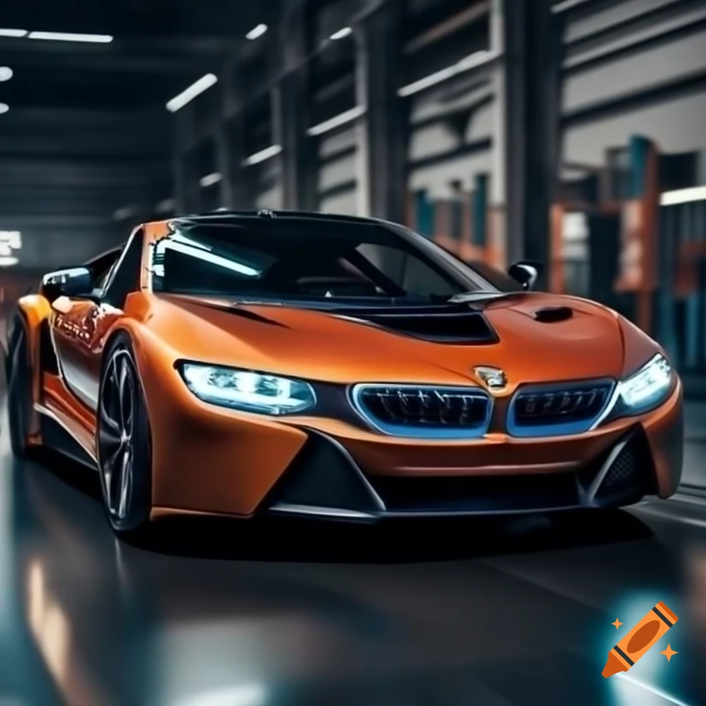 AI-generated image of a BMW i8 with exaggerated speed effect on Craiyon