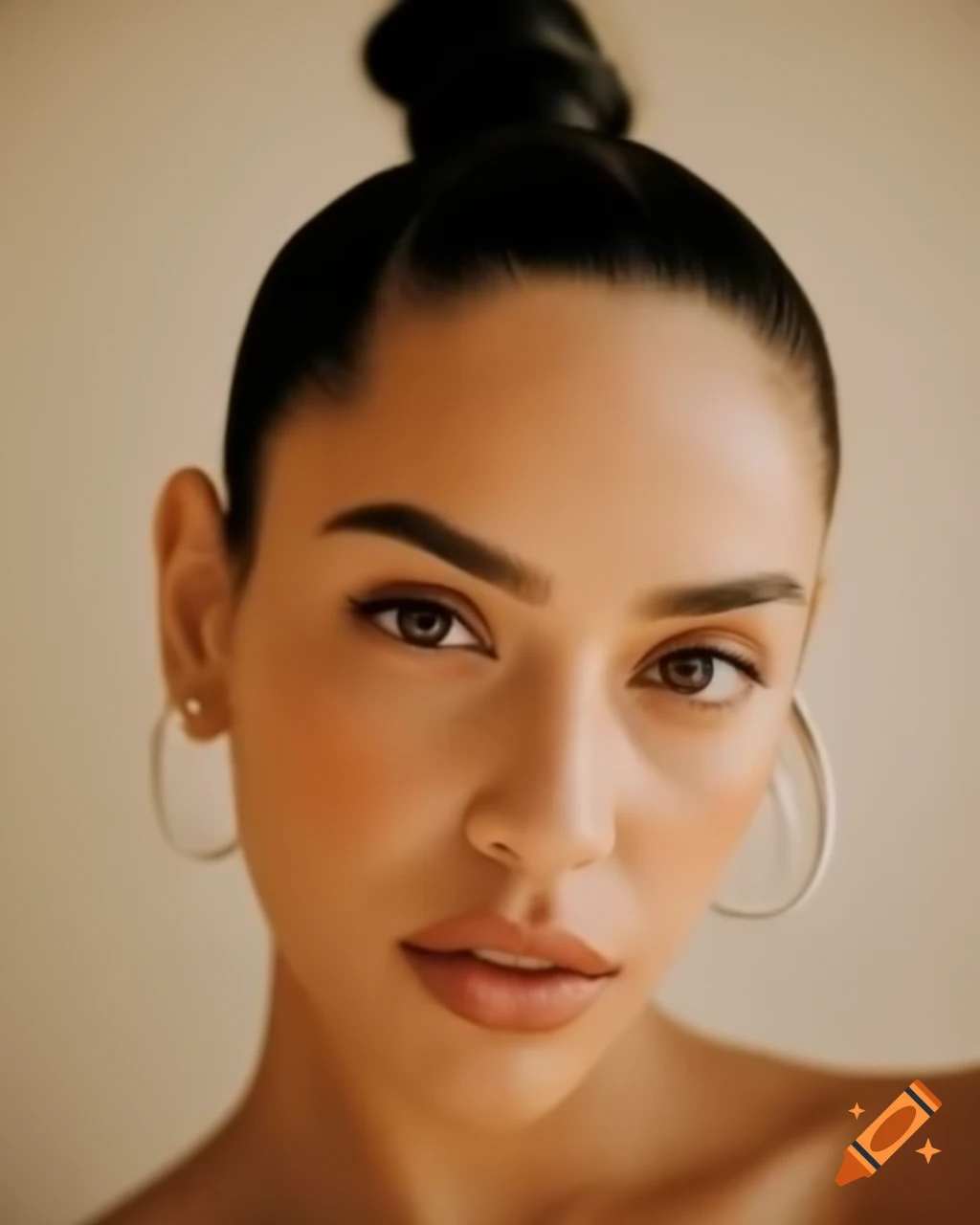 Selfie of Georgina Rodriguez in elegant attire with hoop earrings on ...