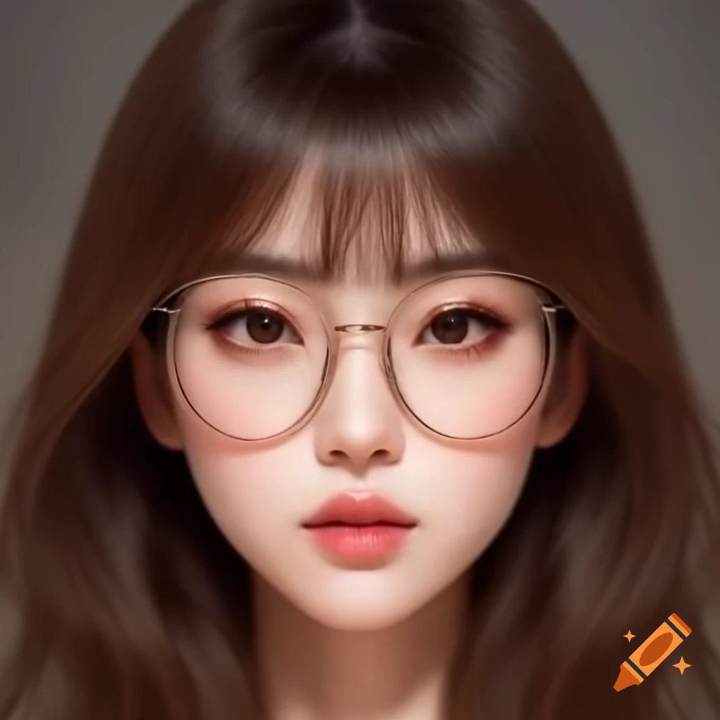 Realistic portrait of Asian woman with brown hair, brown eyes, and ...