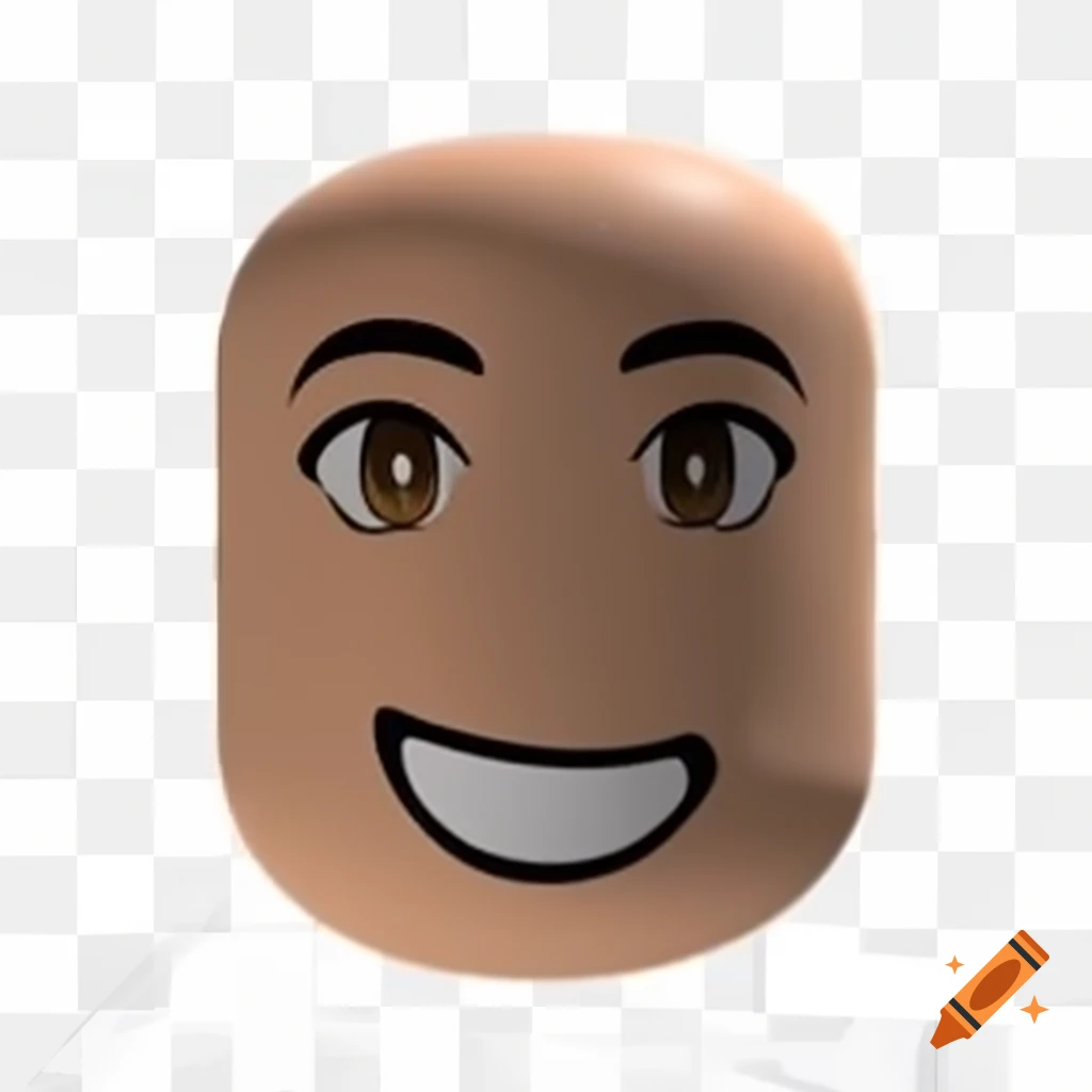 Roblox-style anime character with a grinning smile on Craiyon