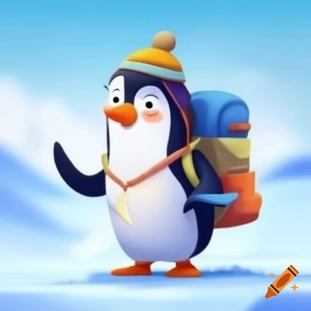 Penguin wearing a backpack, cute and whimsical on Craiyon