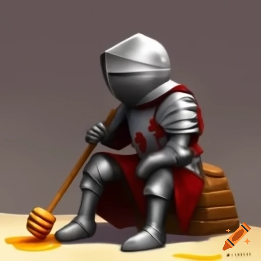 Medieval knight in peaceful pose, black and white drawing on Craiyon