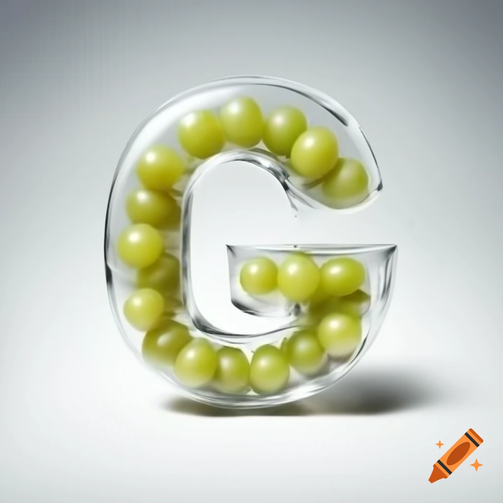 Letter G made of transparent gel with hyper-realistic gooseberries ...