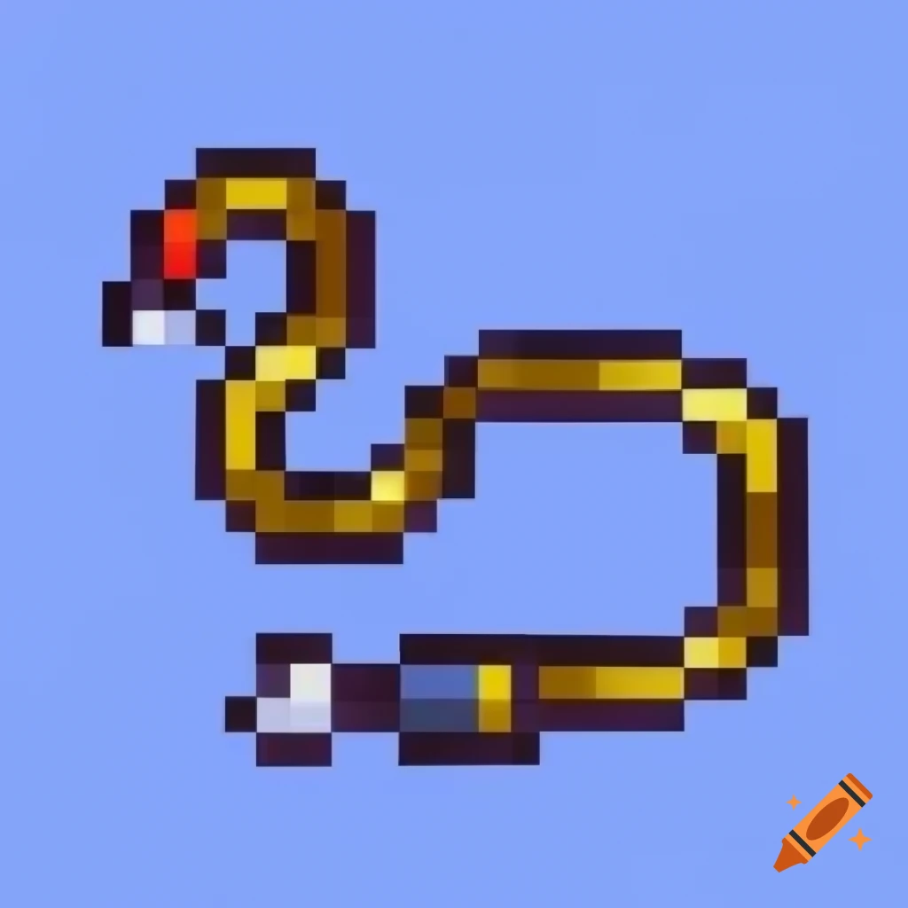 32x32 pixel art representation of a whip from Terraria on Craiyon