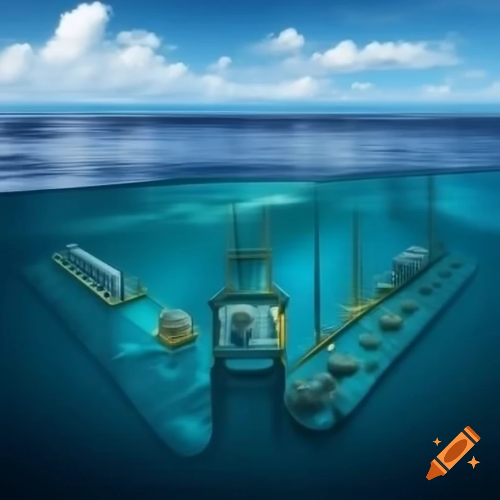Underwater domain with autonomous underwater vehicles, docking stations ...