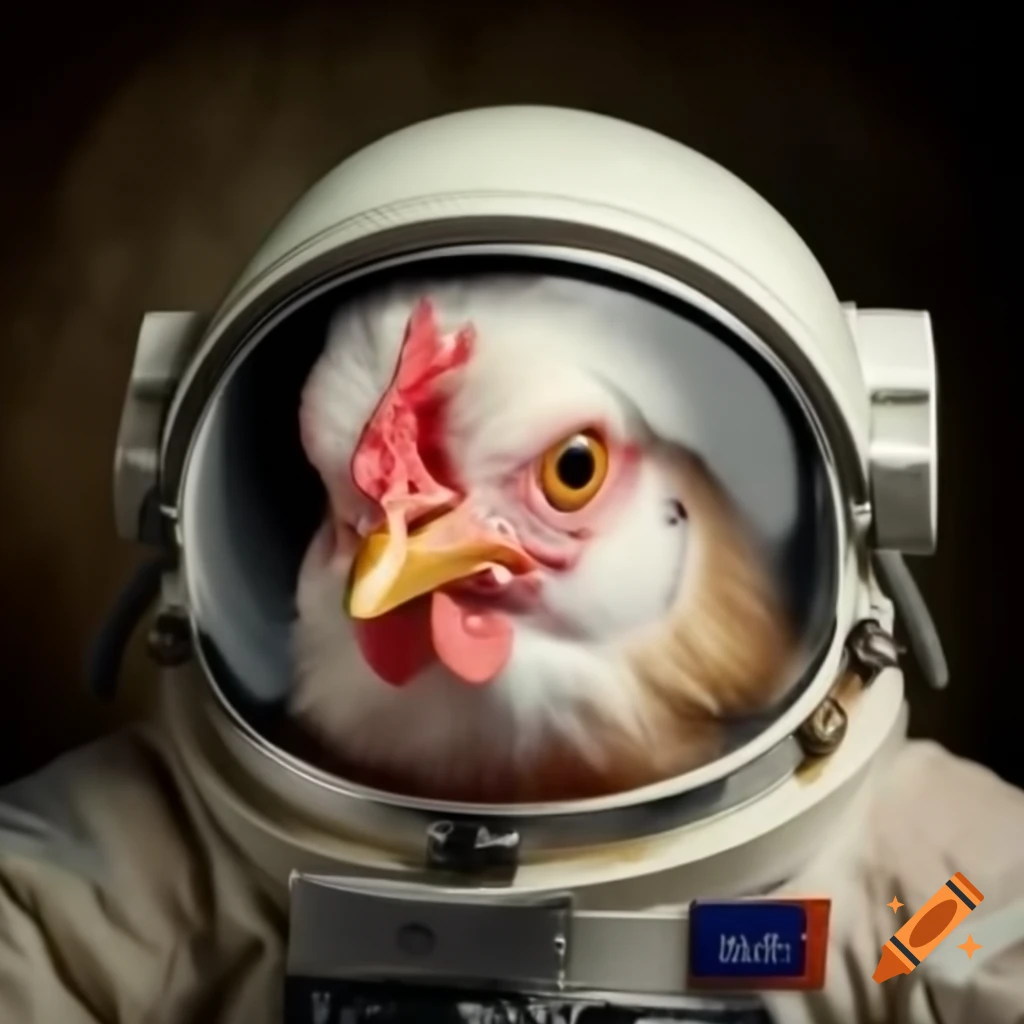 Astronaut chicken in space suit on Craiyon