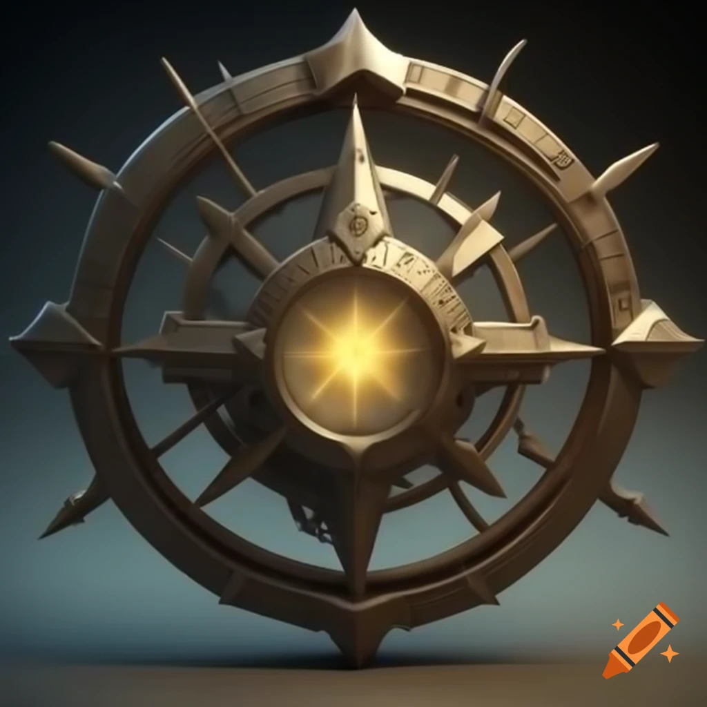 Detailed medieval compass with glowing orb of Aetherite on Craiyon