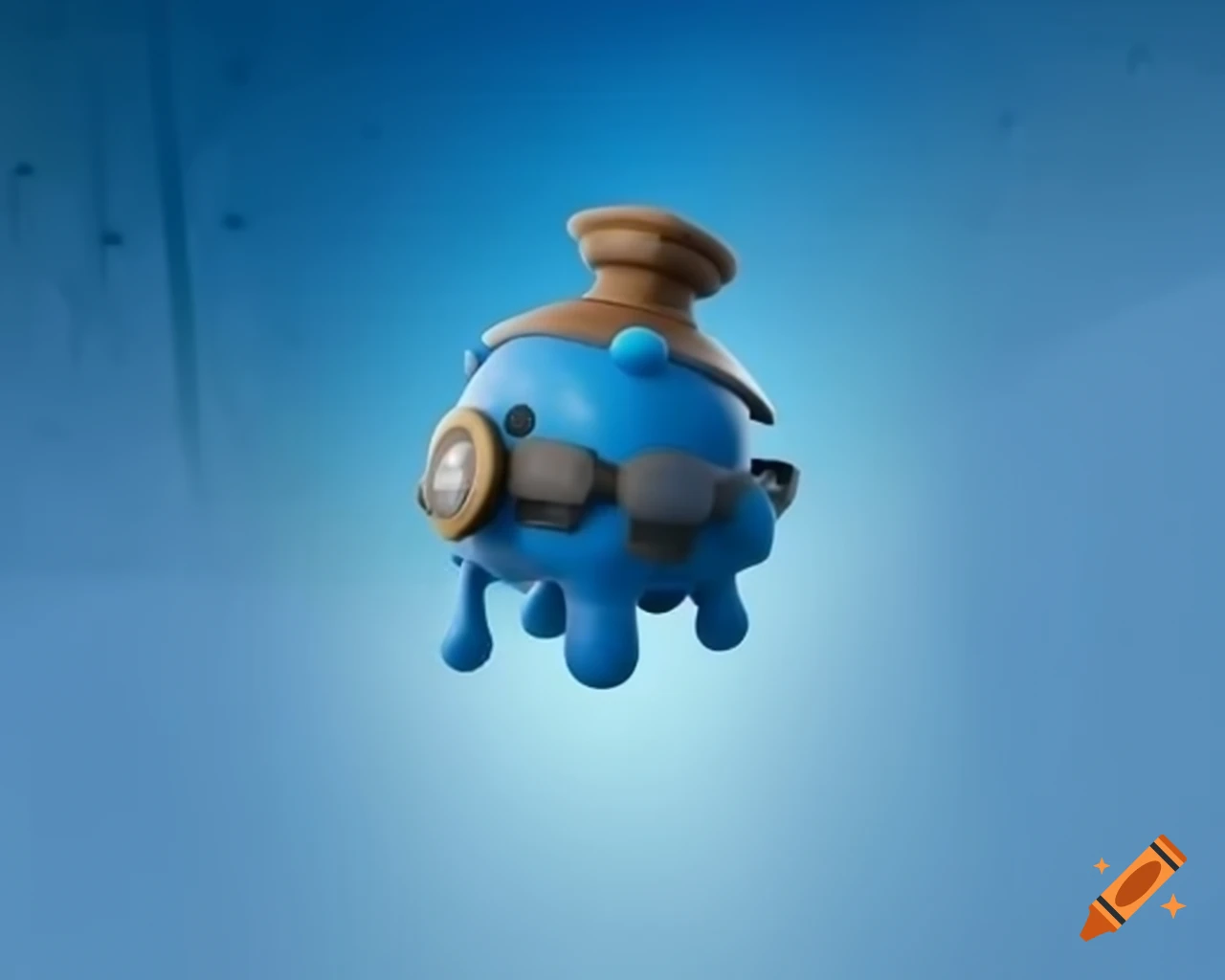 Blue blob character from Fortnite wearing a hat in a fantasy style on ...