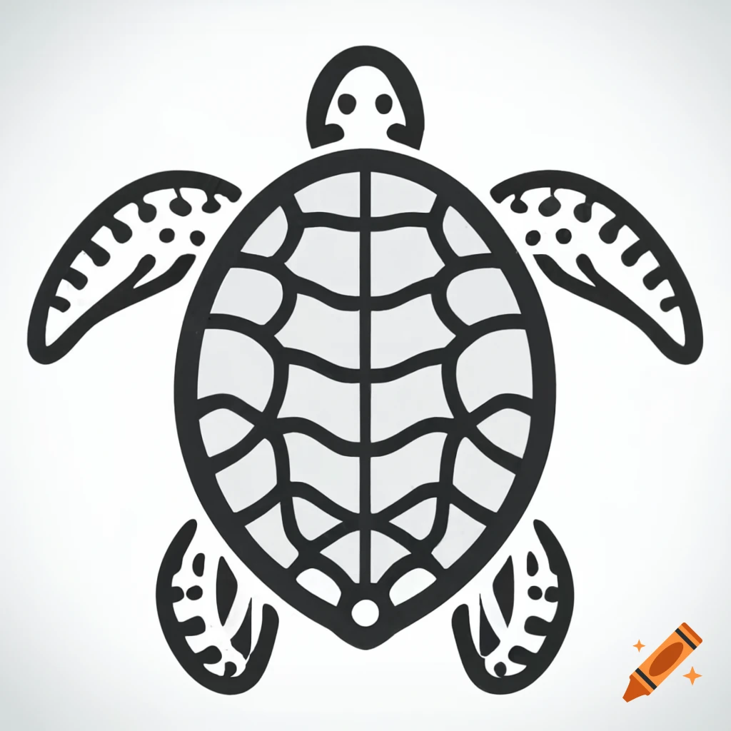 Stylized turtle top view with shell pattern resembling palm tree on Craiyon