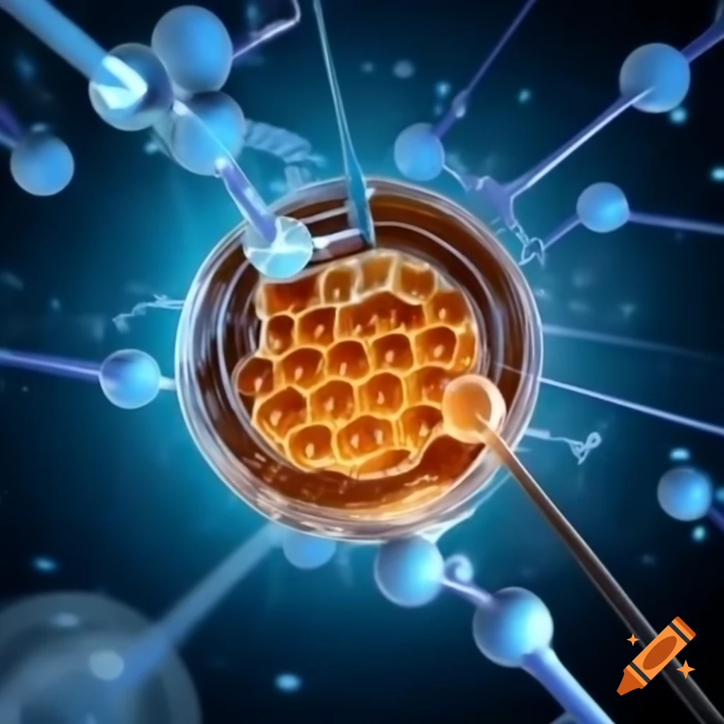 Honey molecular structure illustration featuring glucose, fructose, and ...
