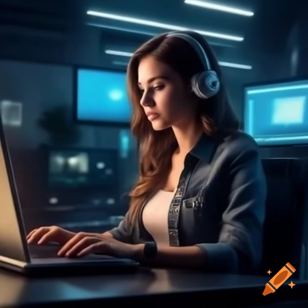 Young person smiling while using a computer with money falling from ...