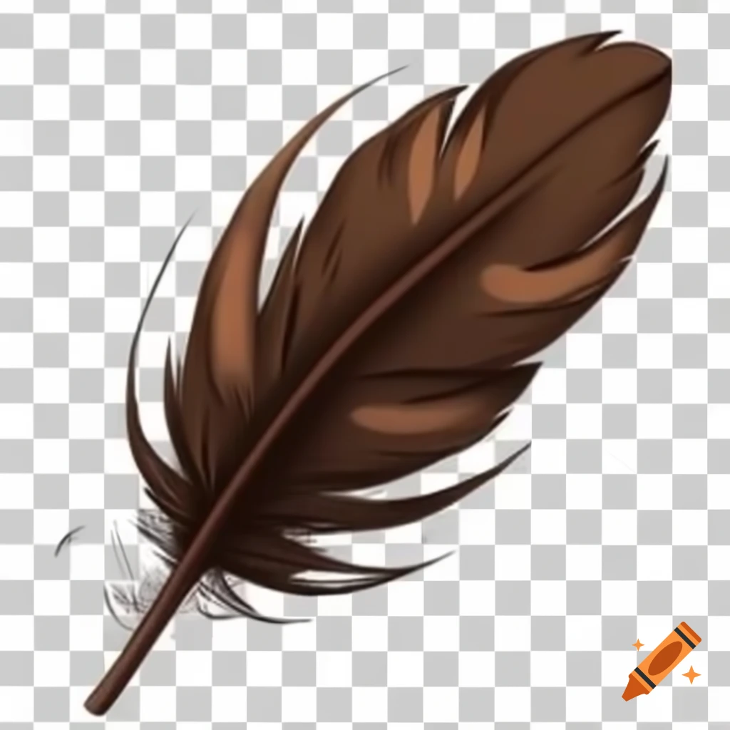 Anime-style illustration of a dark brown feather falling on Craiyon