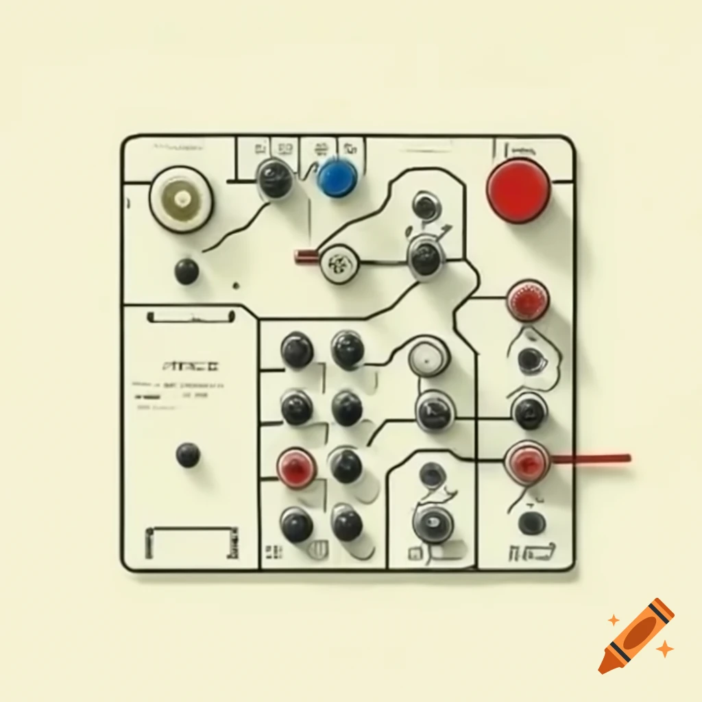 Potentiometer schematic design with labeled knobs and gauges from 1 to ...