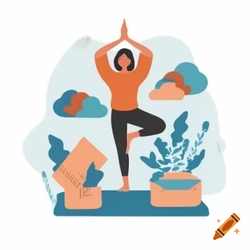 Illustration depicting yoga practice, focusing on mindfulness for ...