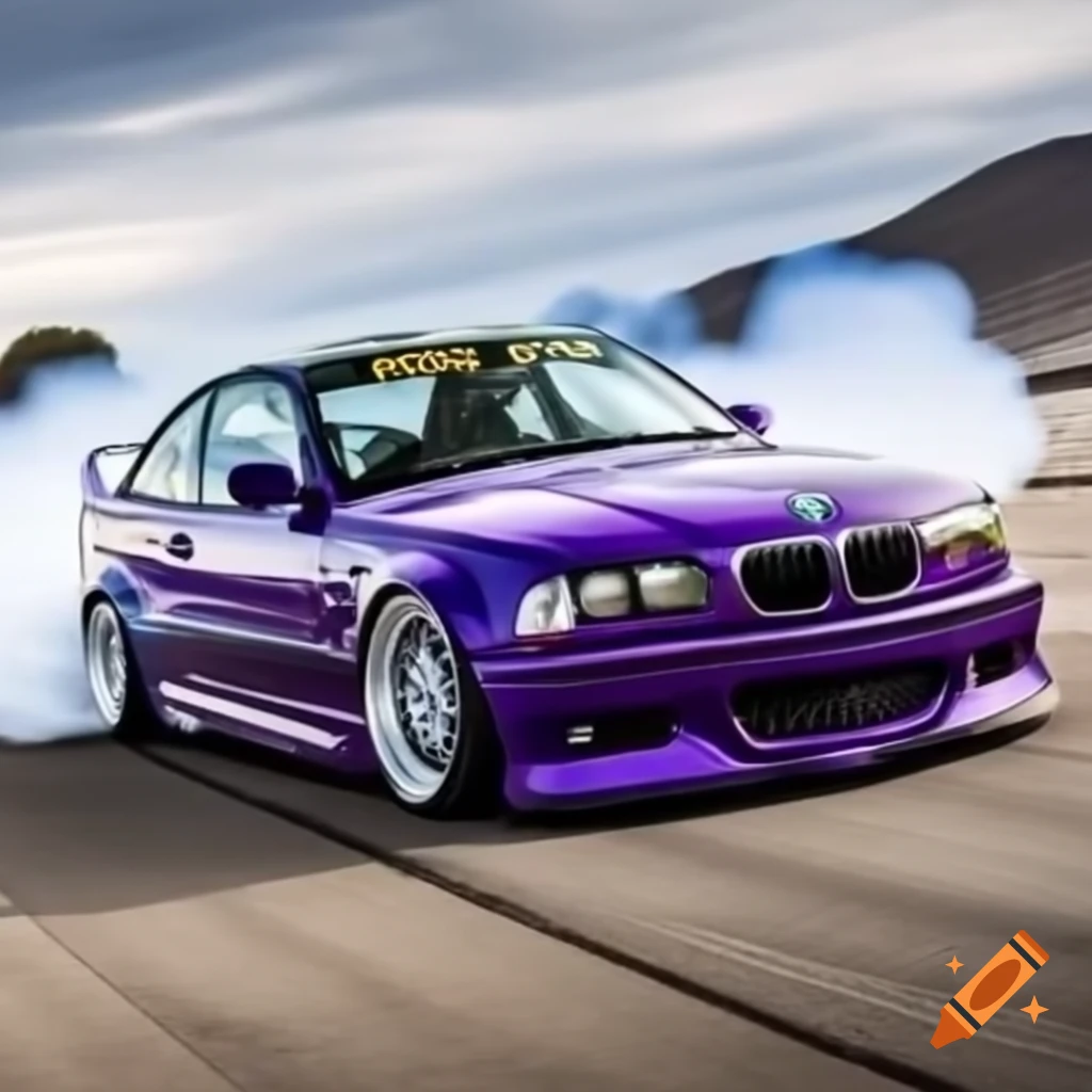 Purple BMW E36 with BBS wheels, modified for drifting on Craiyon