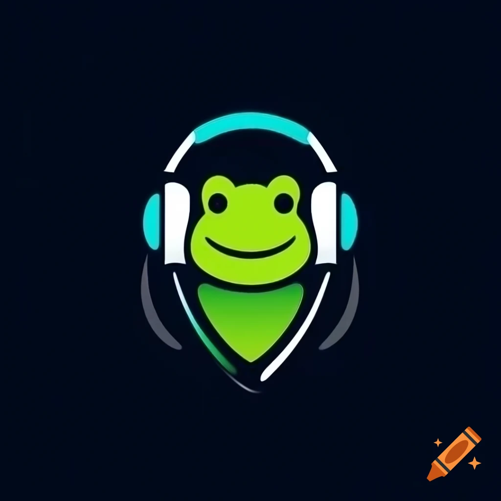 Cool frog logo with headphones, symbolizing confidence and technology ...