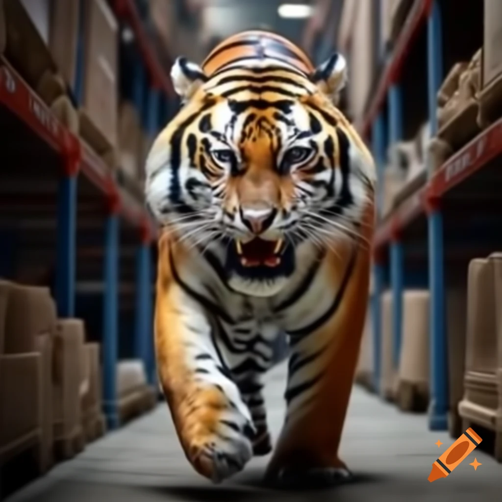 Tiger navigating logistics and distribution tracking on Craiyon