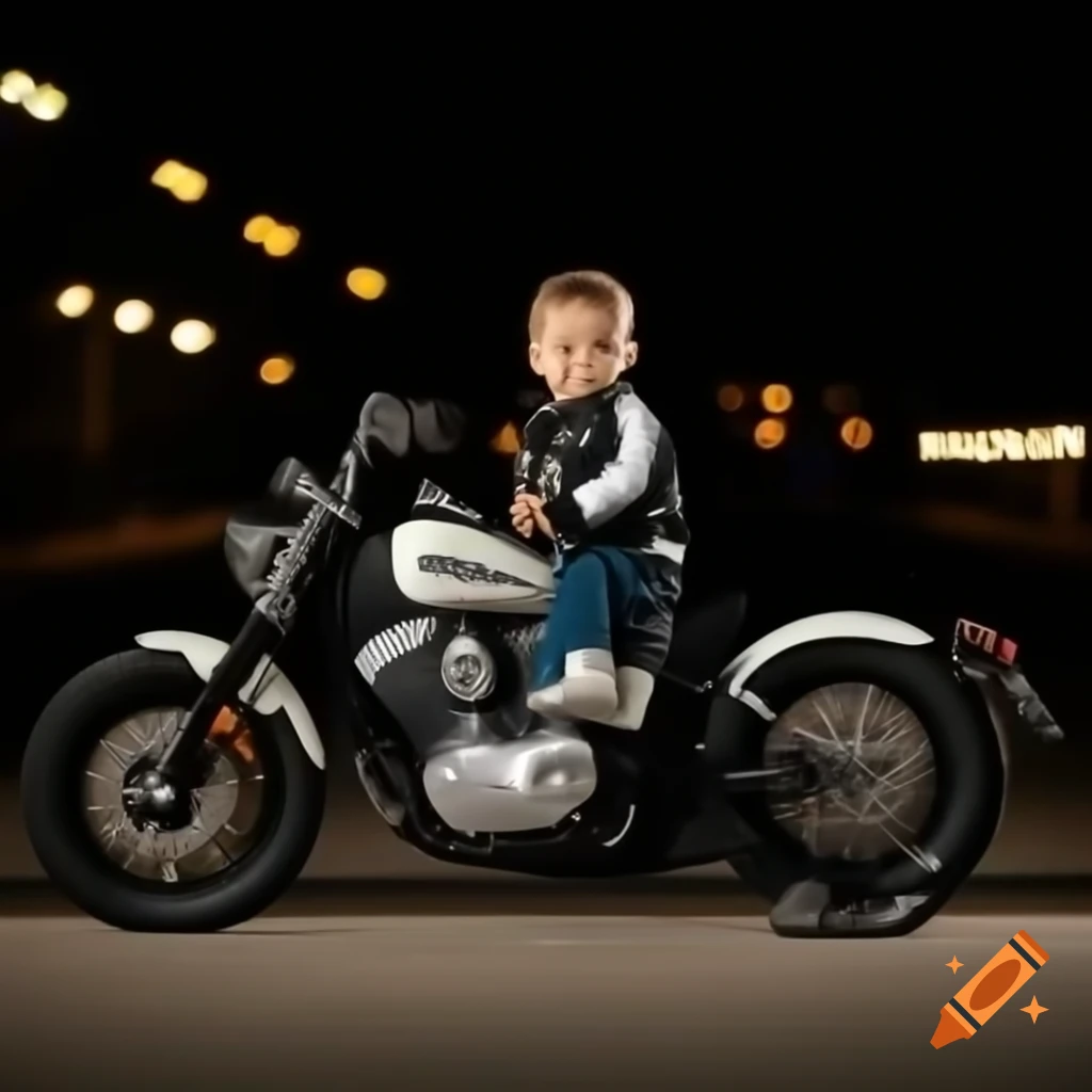 Baby biker gang riding motorcycles at night wearing Bula Baby Bikers ...