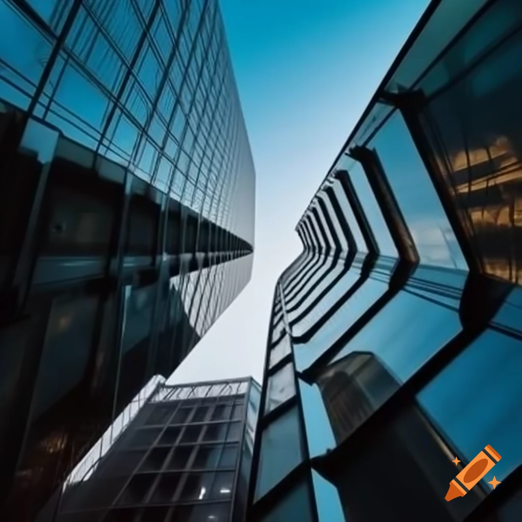 Realistic photograph of a modern building with harmonious proportions ...