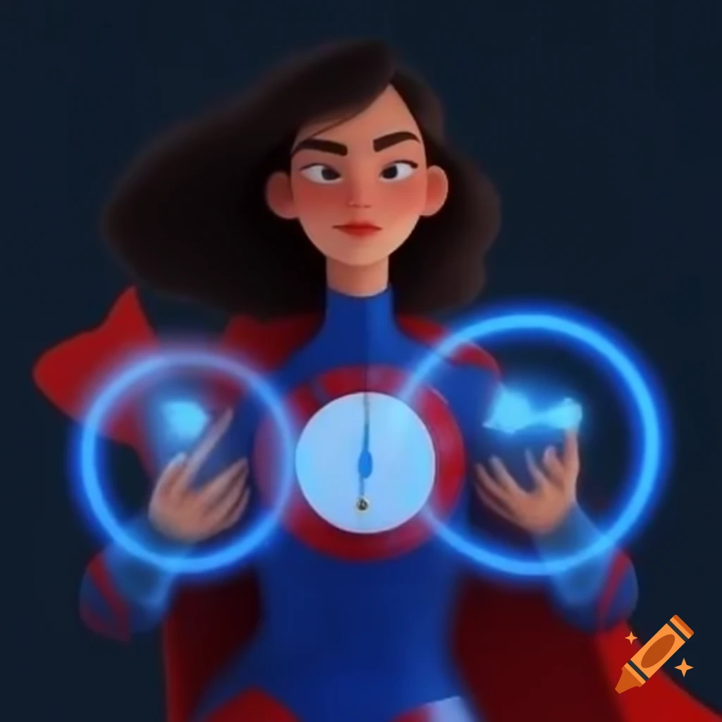 Female hero with time manipulation powers on Craiyon