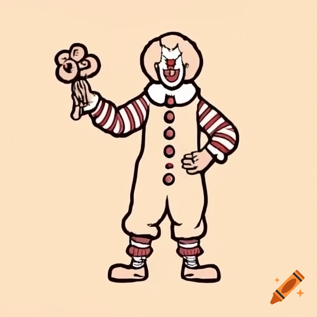 Ronald McDonald clown offering flowers for a date, cute and sweet scene ...