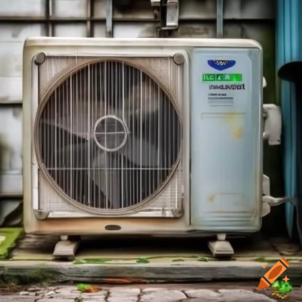Old worn-out air conditioning unit no longer functional on Craiyon