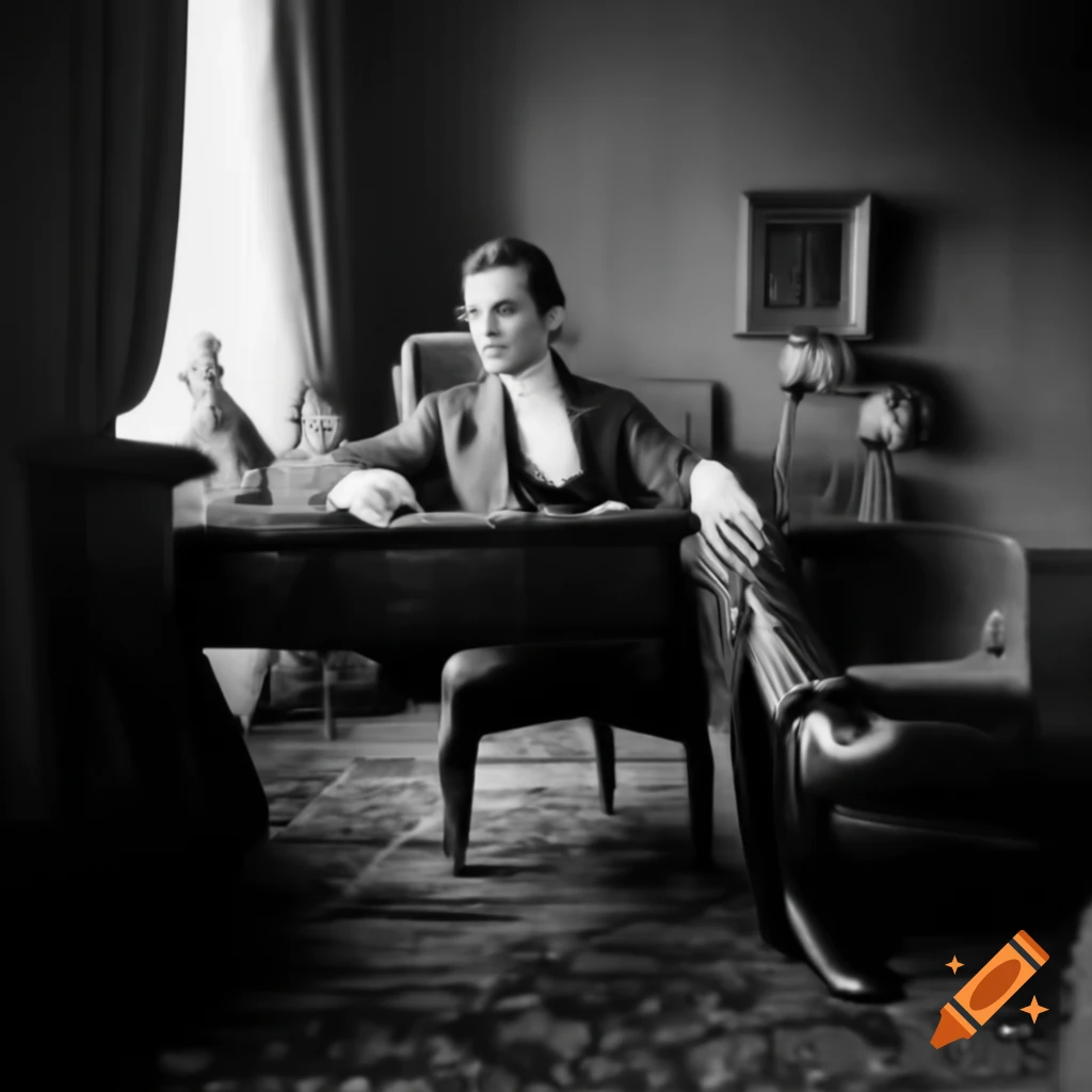 Luxurious 1920s office with corpulent man at elegant desk on Craiyon