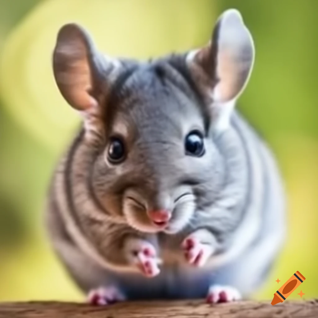 Chinchilla with human baby face in an imaginative style on Craiyon