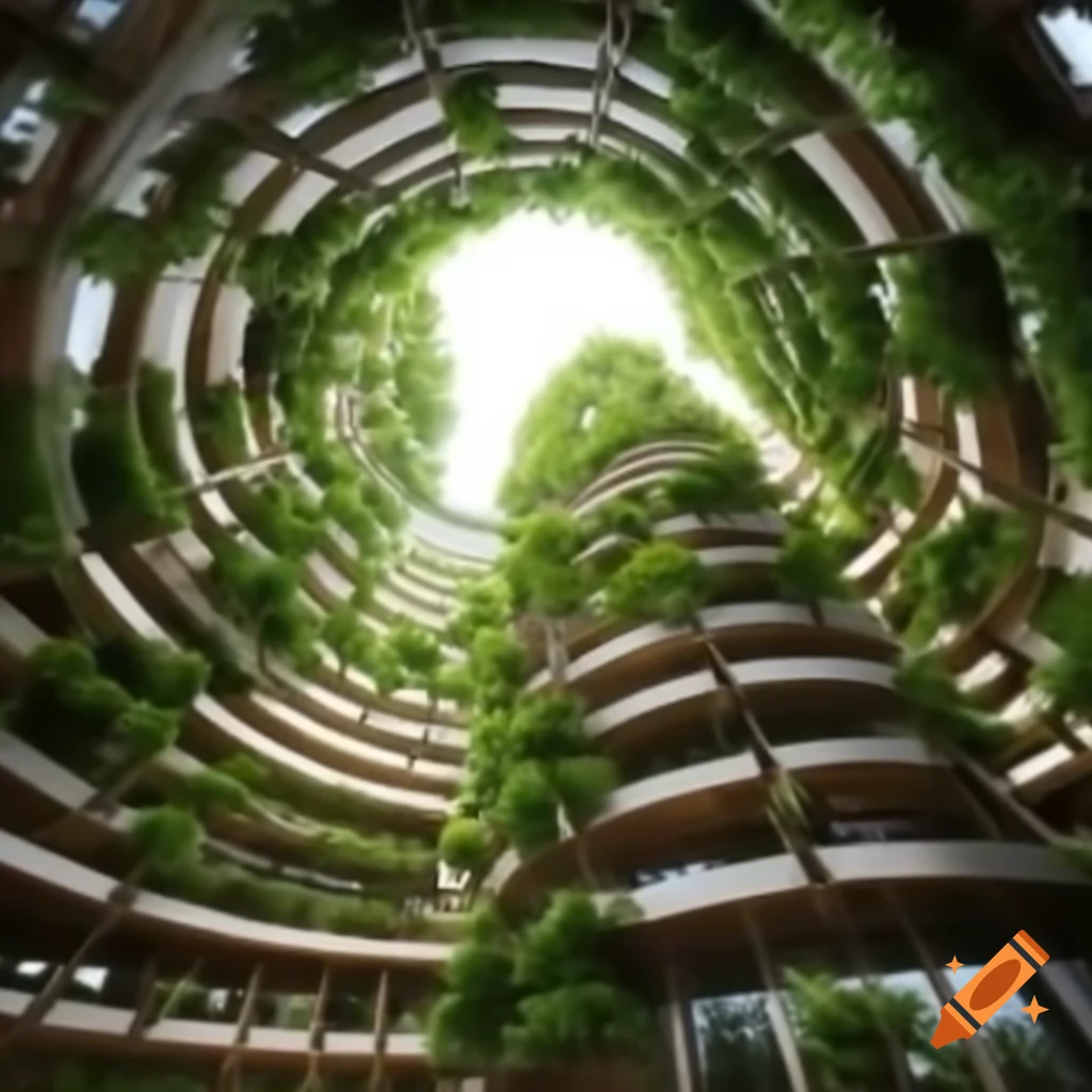 Innovative cylindrical vertical farm building with triangular glass ...
