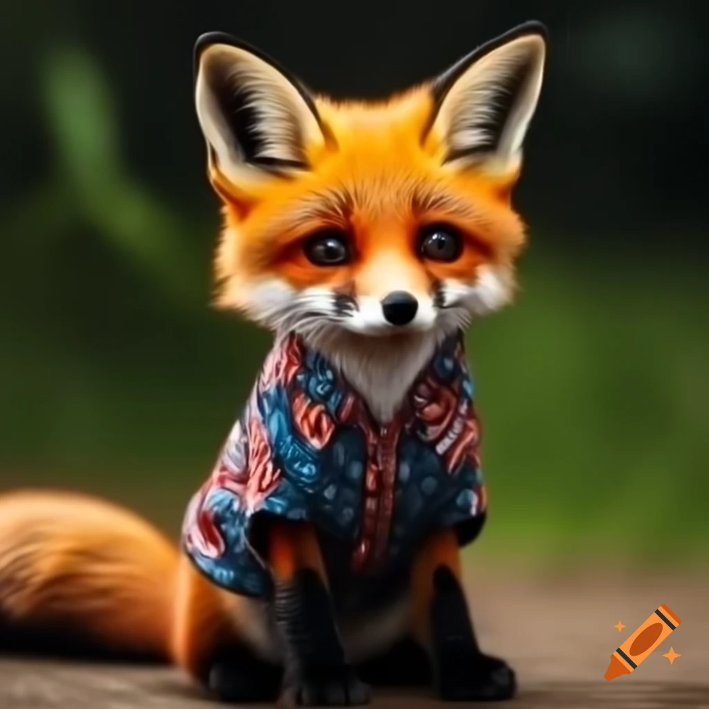 Anime-style fox depicted in batik pattern on Craiyon