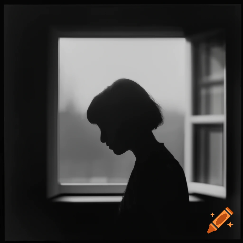 Person standing by window, gazing outside in a minimalist room on Craiyon