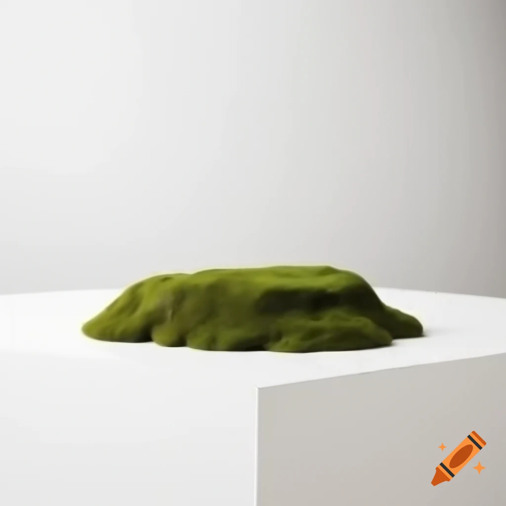 Large abstract moss mound with flat top on white background on Craiyon
