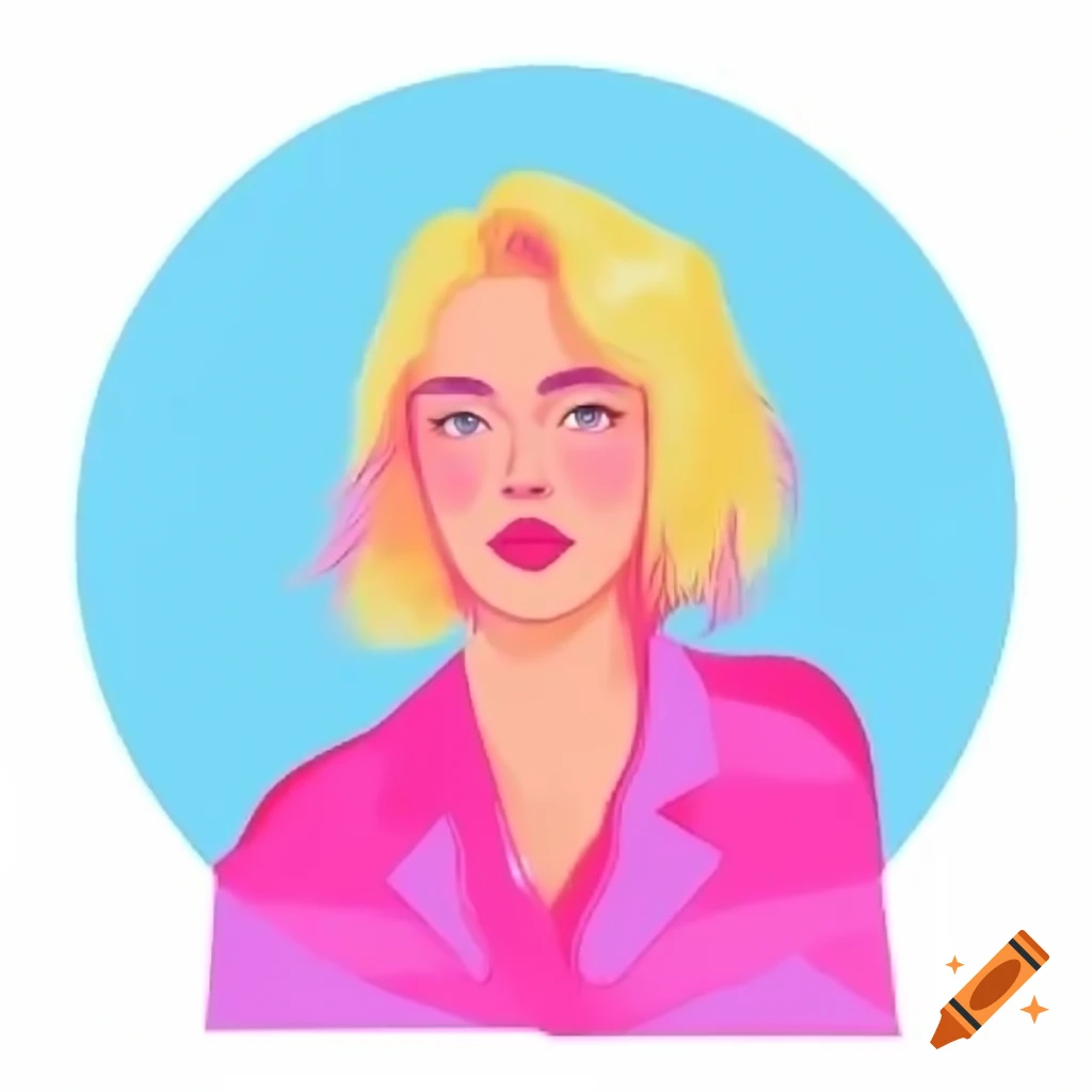 Stereotypical female web developer in colorful workplace, coding ...