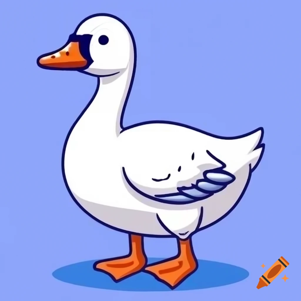 Cartoon 2D goose in flat colors on Craiyon
