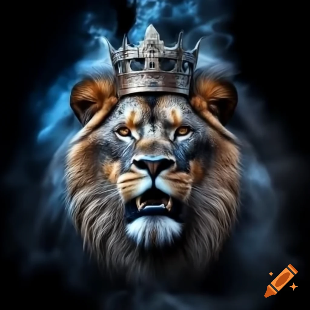 Lion's head with crown and smoke, labeled 'King of Kings Prospects' on ...